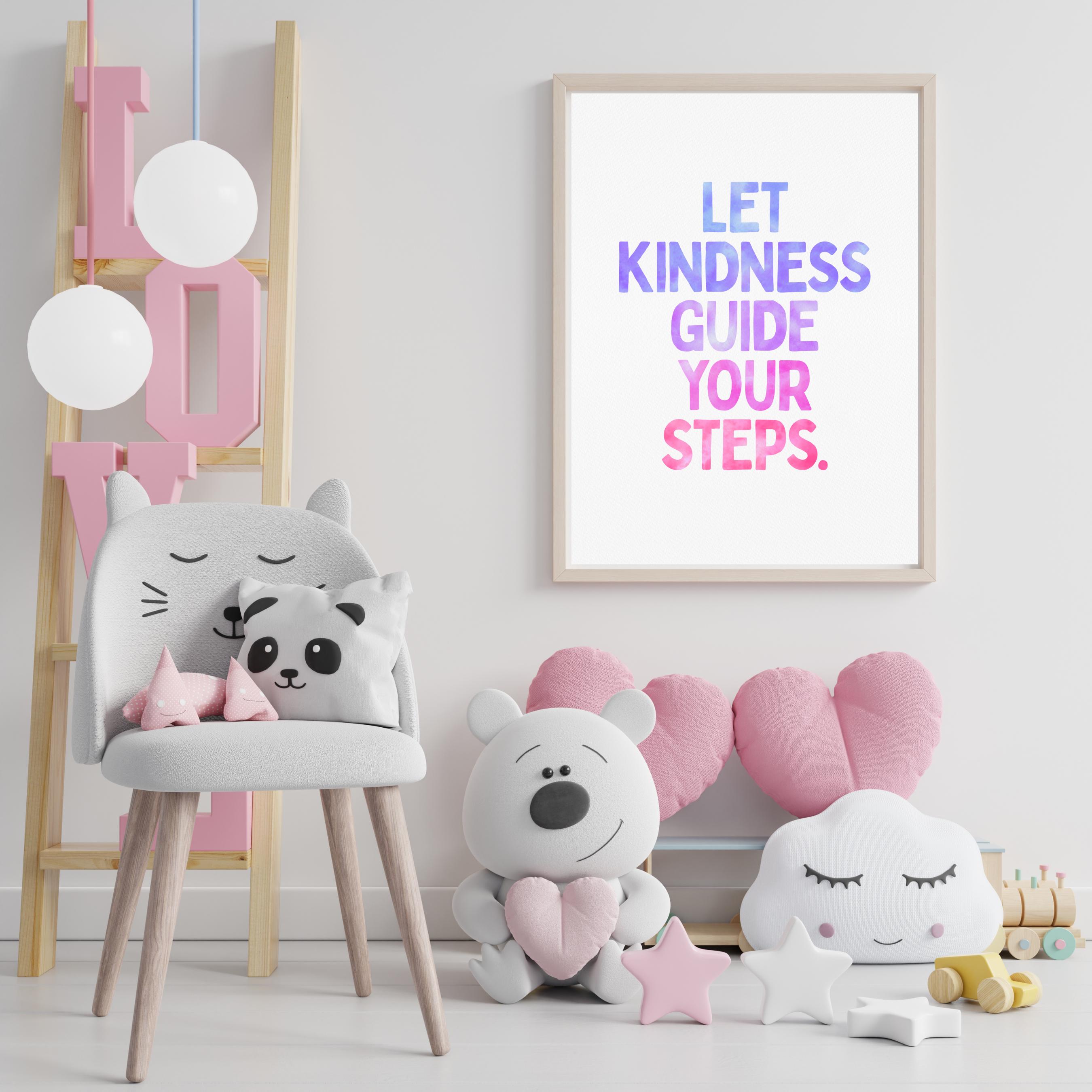 Kindness Quote Print Uplifting Art Poster Pink Ombre Minimalist ...