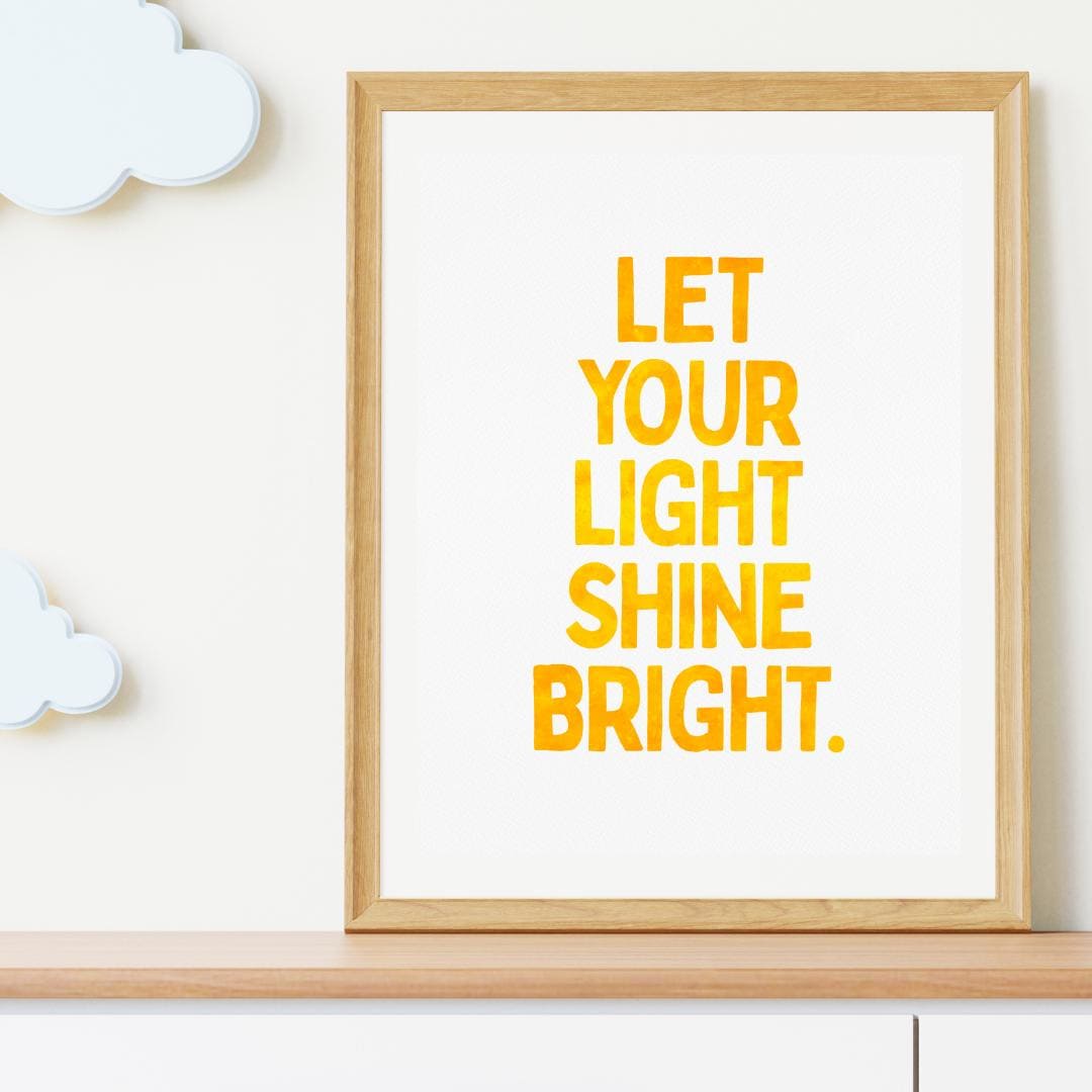 Let Your Light Shine Quote Uplifting Print Art Watercolor Typography ...
