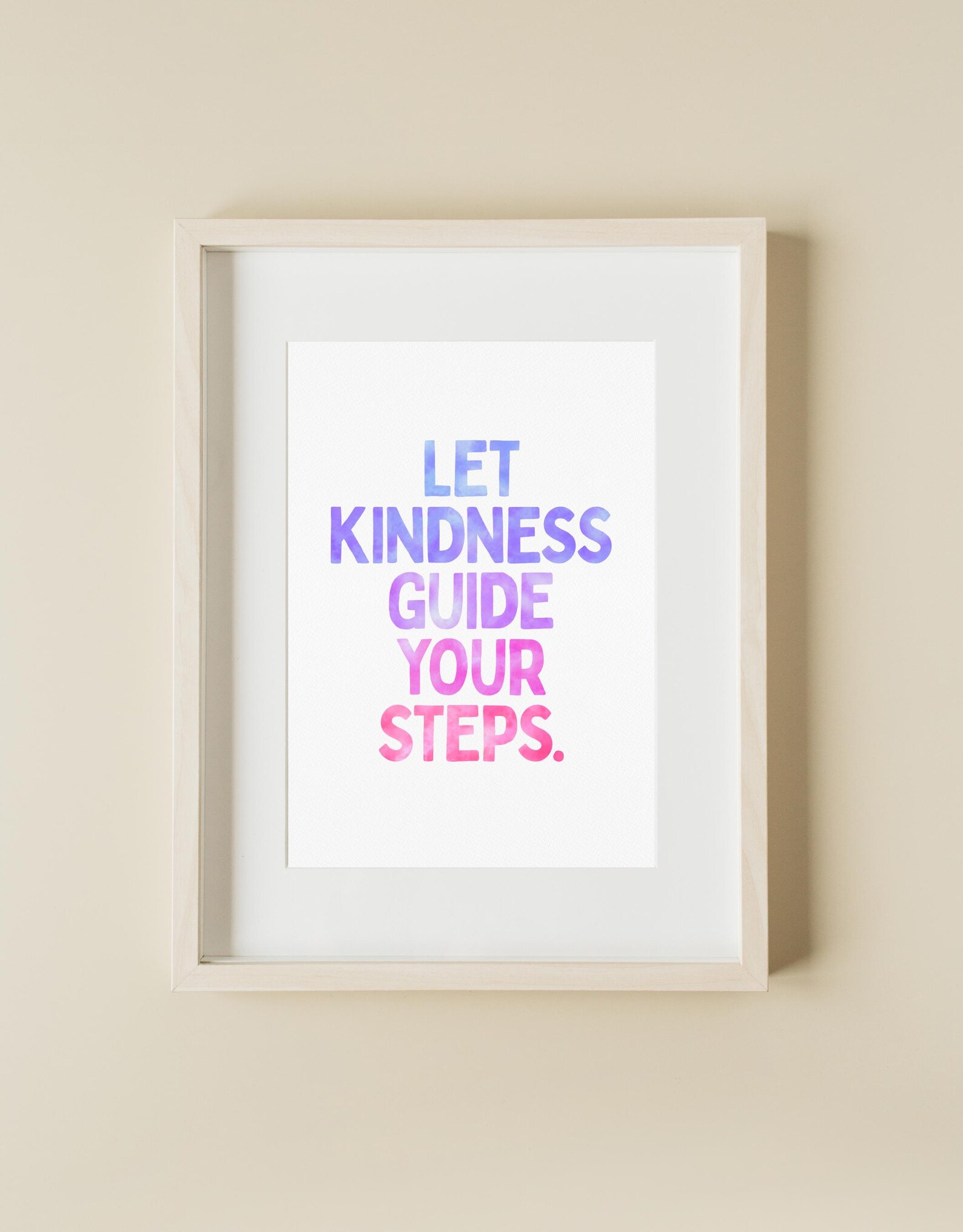 Kindness Quote Print Uplifting Art Poster Pink Ombre Minimalist ...