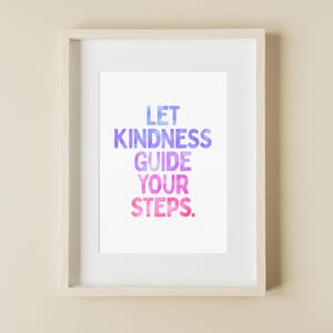 Kindness Quote Print Uplifting Art Poster Pink Ombre Minimalist ...