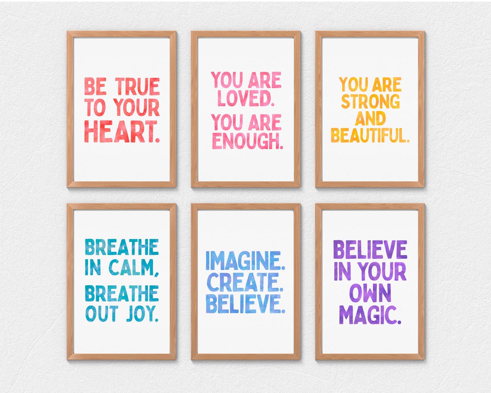 You Are Loved You Are Enough Quote Print Uplifting Art Poster Pink ...
