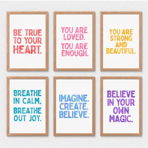You Are Loved You Are Enough Quote Print Uplifting Art Poster Pink ...