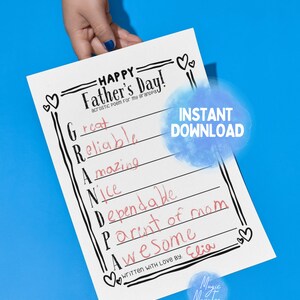 Father’s Day Gift for Grandpa Printable Poem Fill in Grandpa Activity ...