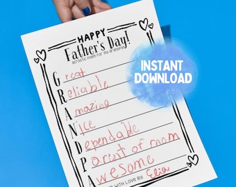 Father’s Day Printable Poem Fill in Fathers Day Activity From Kids ...