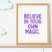 Believe in Your Own Magic Print Uplifting Art Poster Purple Minimalist ...