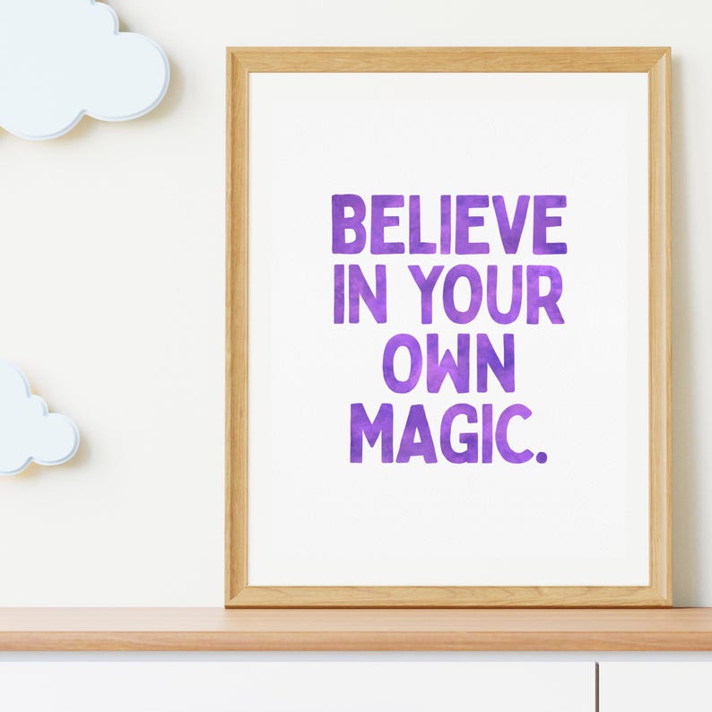 Believe in Your Own Magic Print Uplifting Art Poster Purple Minimalist ...