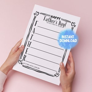 Father’s Day Printable Poem Fill in Fathers Day Activity From Kids ...