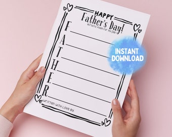 Father’s Day Gift for Grandpa Printable Poem Fill in Grandpa Activity ...