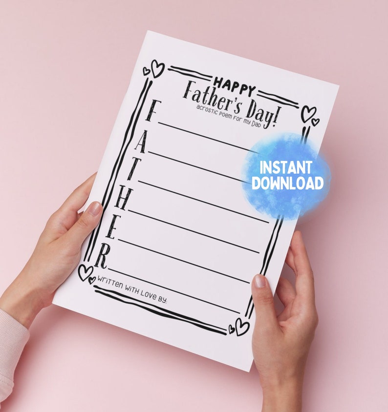 Father’s Day Printable Poem Fill in Fathers Day Activity From Kids ...