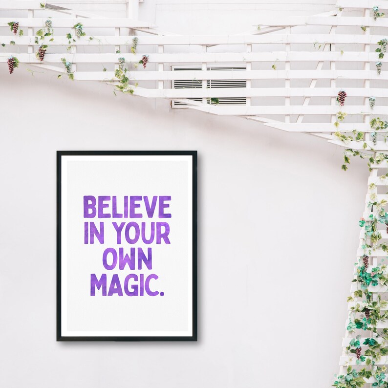 Believe in Your Own Magic Print Uplifting Art Poster Purple Minimalist ...