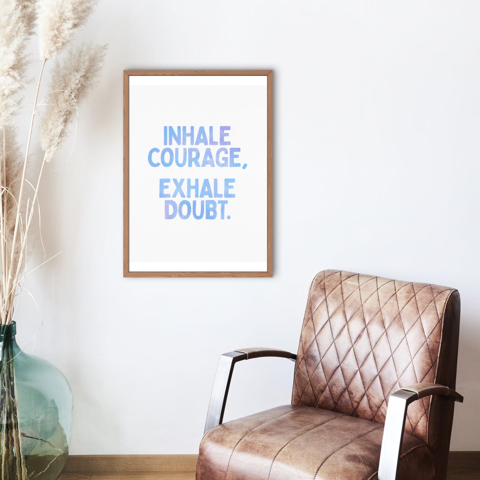Inhale Courage Exhale Doubt Mindfulness Print Art Poster Blue ...