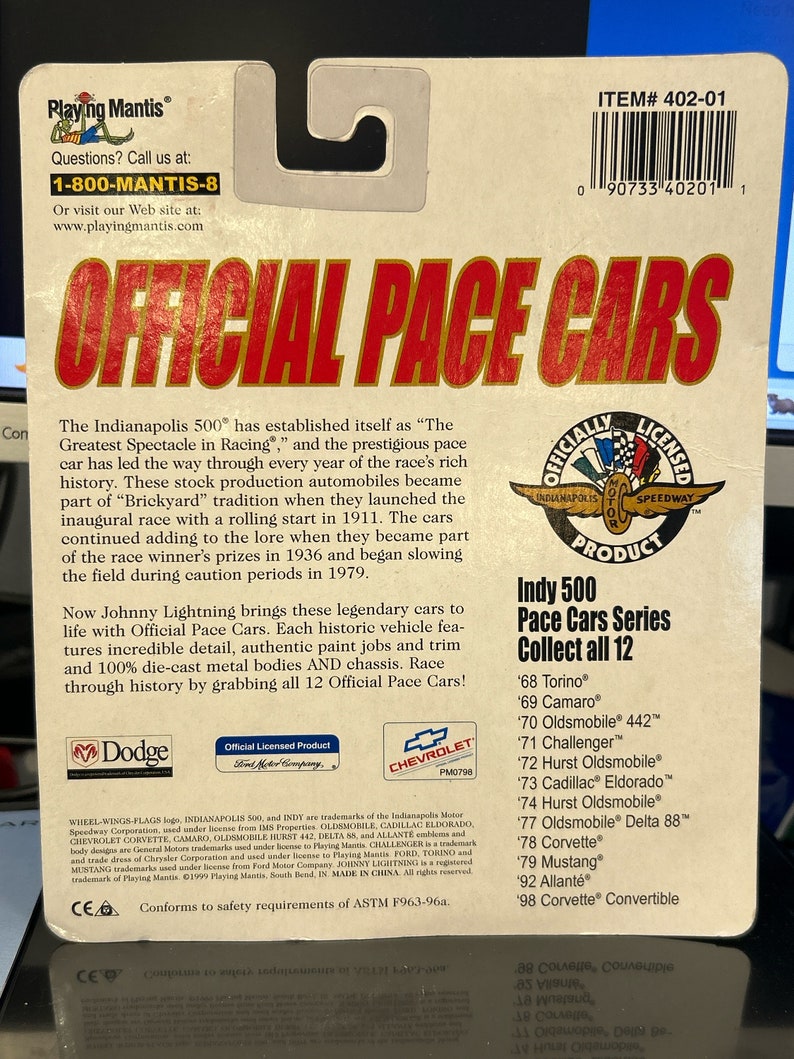 Playing Mantis Johnny Lightning Indianapolis 500 1977 Pace Car Never ...