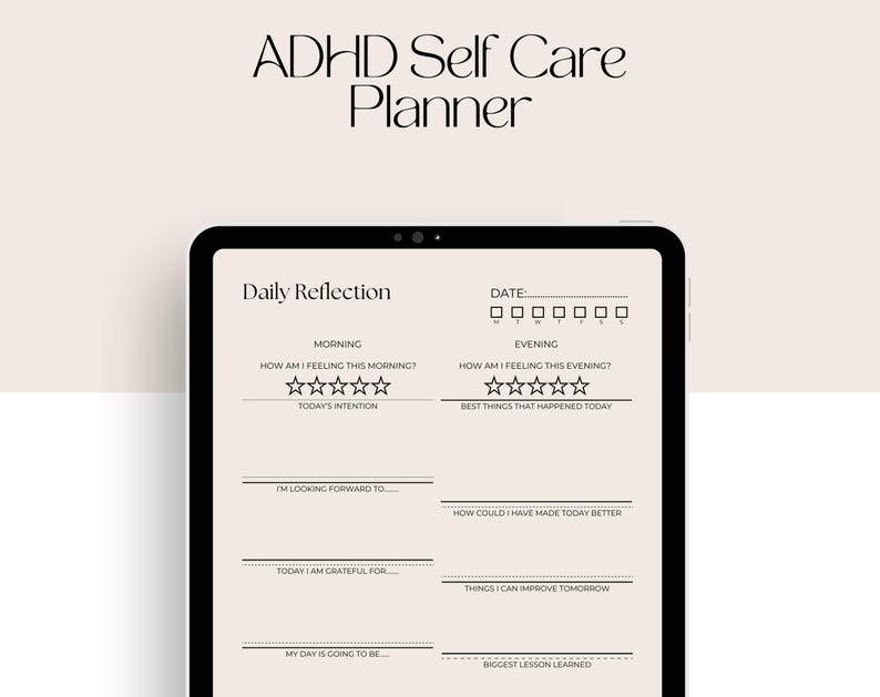 ADHD Self Care Planner - Etsy