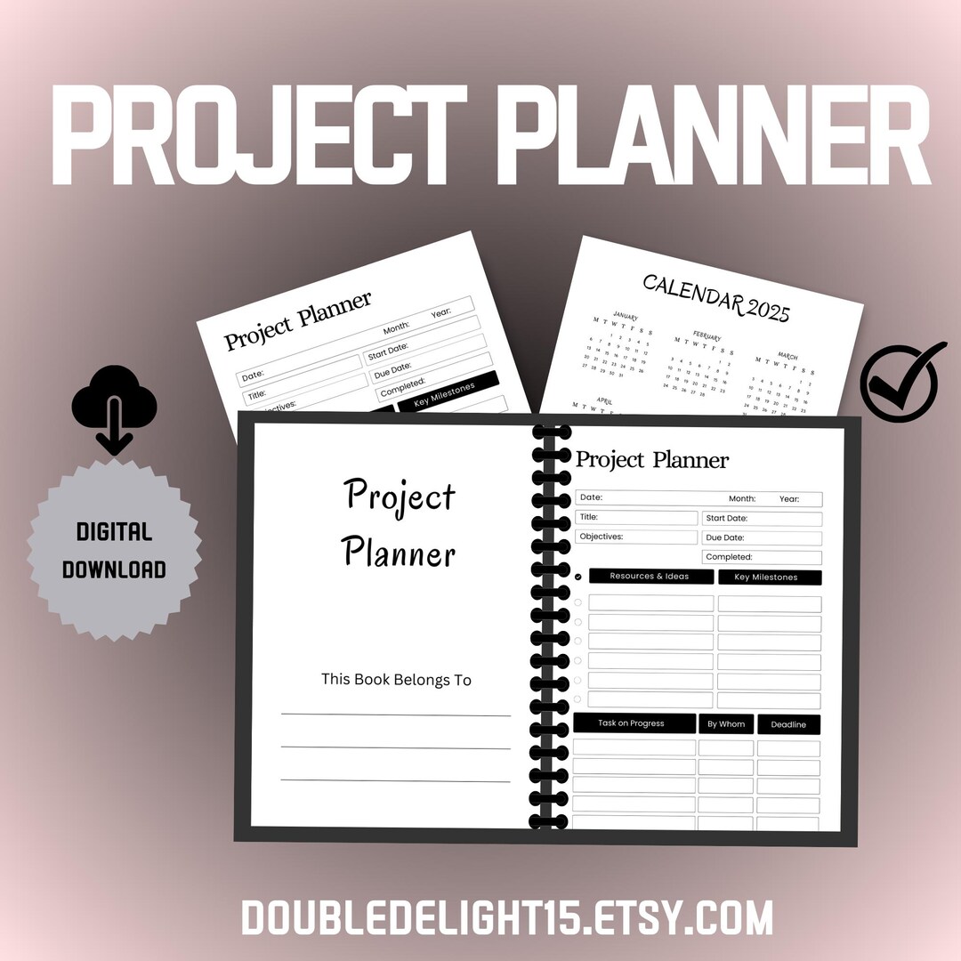 Project Planner | Printable PDF, Canva Template | Task Organizer, Goal ...
