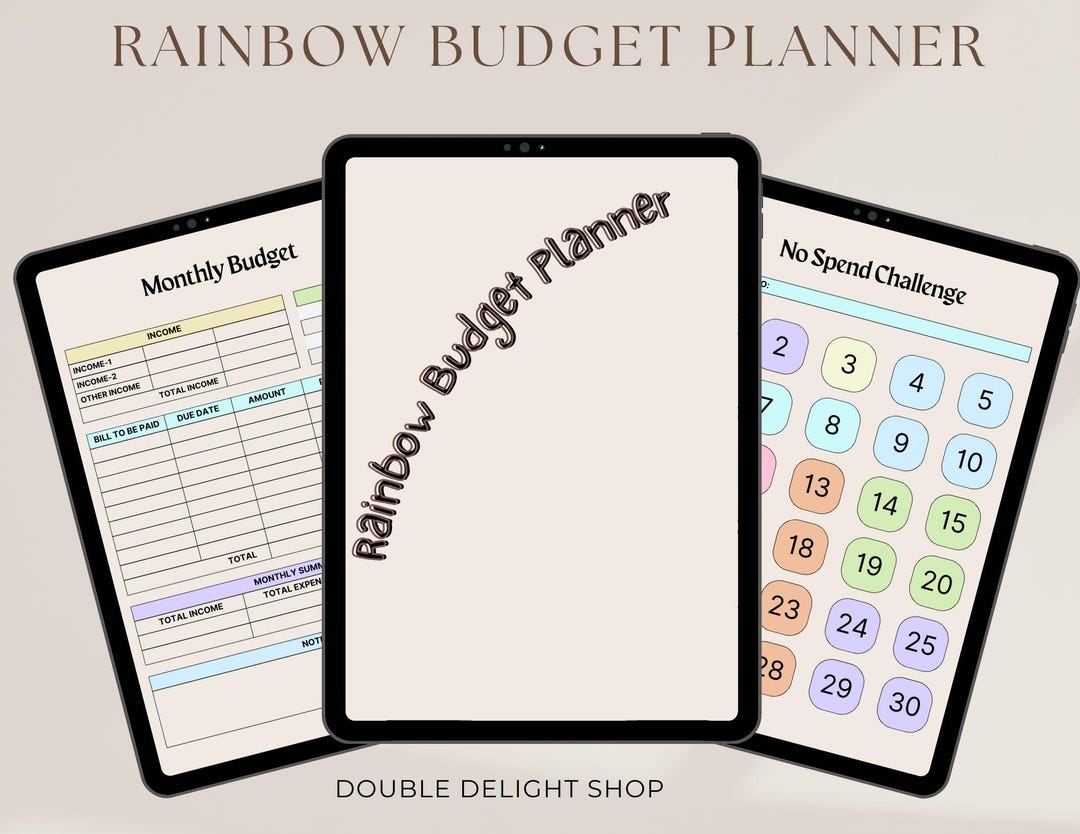 Rainbow Budget Planner, Finance Tracker, Finance Planner Bundle ...