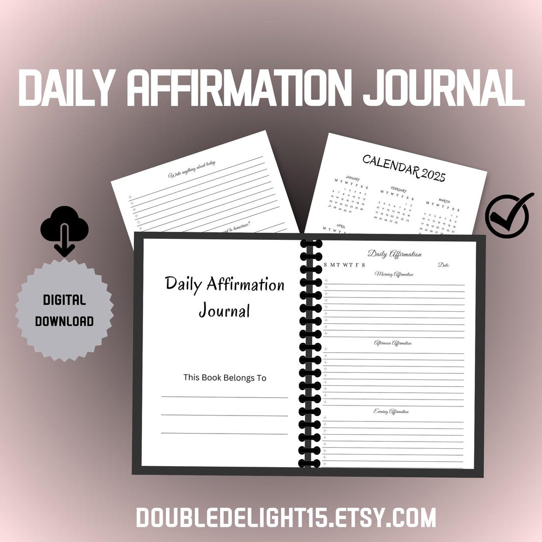 Daily Affirmation Journal | Printable PDF & Canva Template | Self Love ...