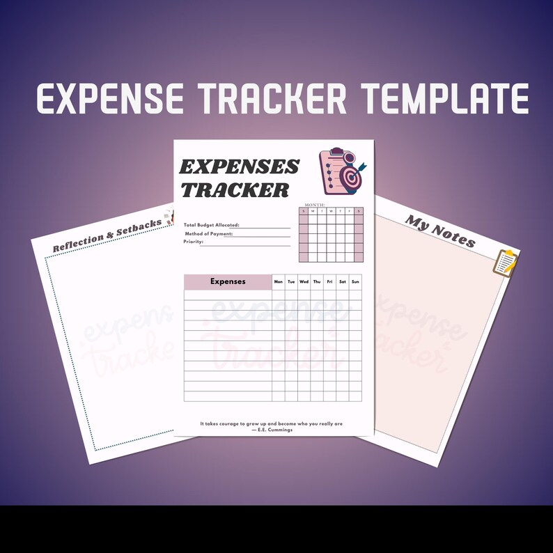 Expense Tracker Template | Printable PDF & Canva Template | Track Daily ...