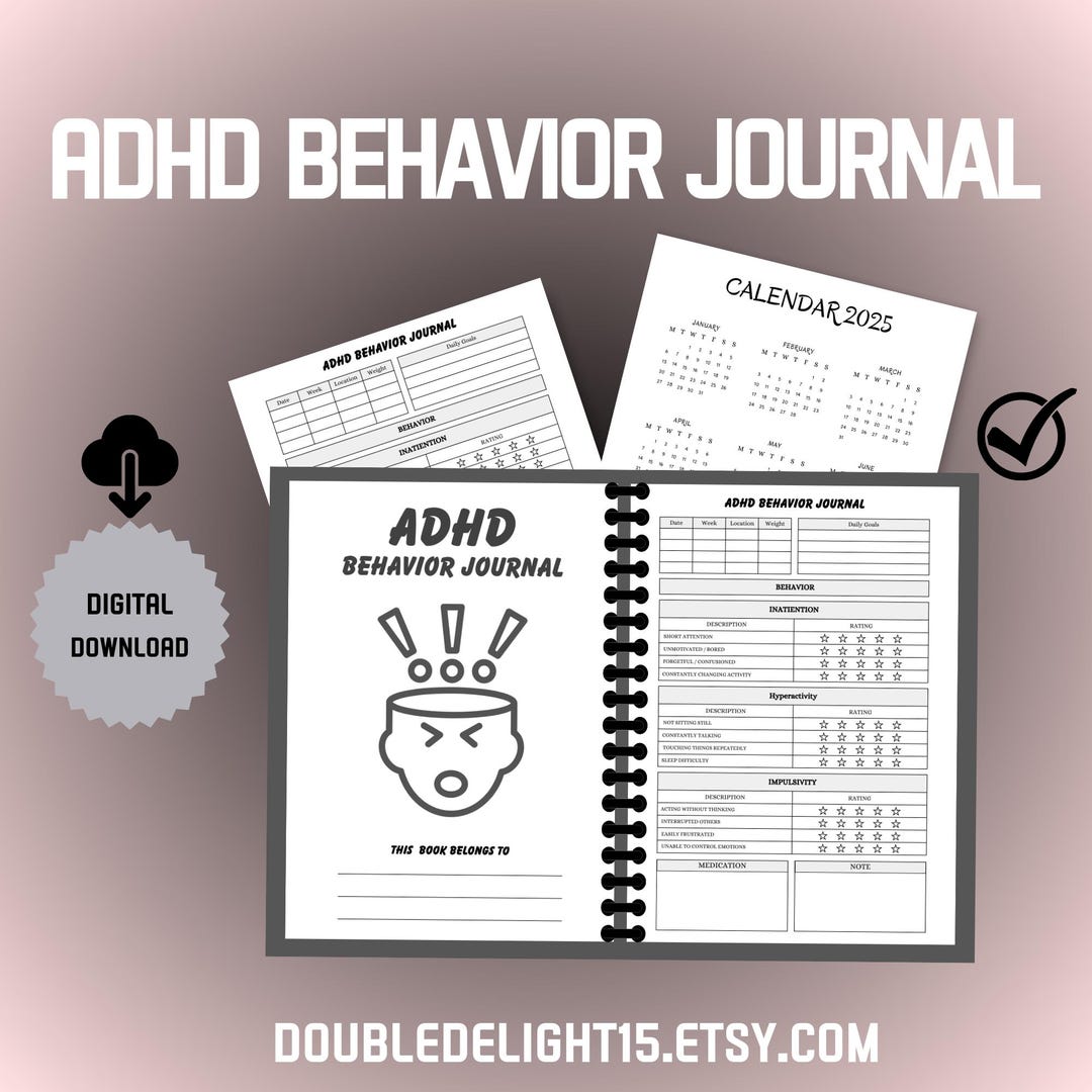 ADHD Behavior Journal | Printable PDF, Canva Template | ADHD Daily Log ...