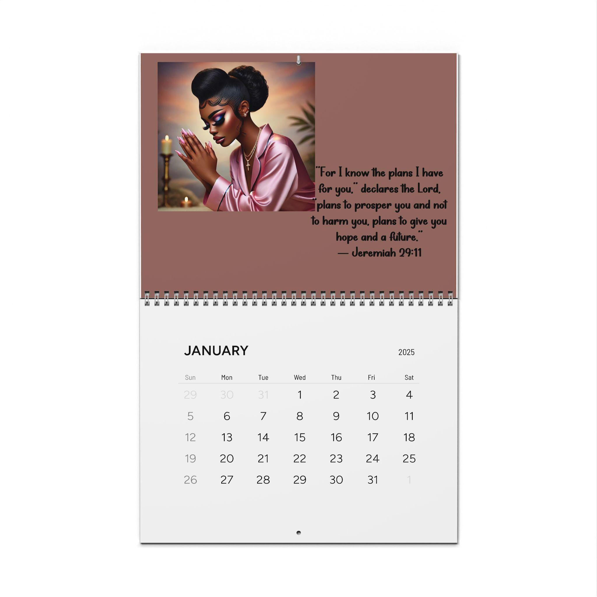 Wall Calendars, Black Women Prayer Calendar With Bible Verses, 2025 ...