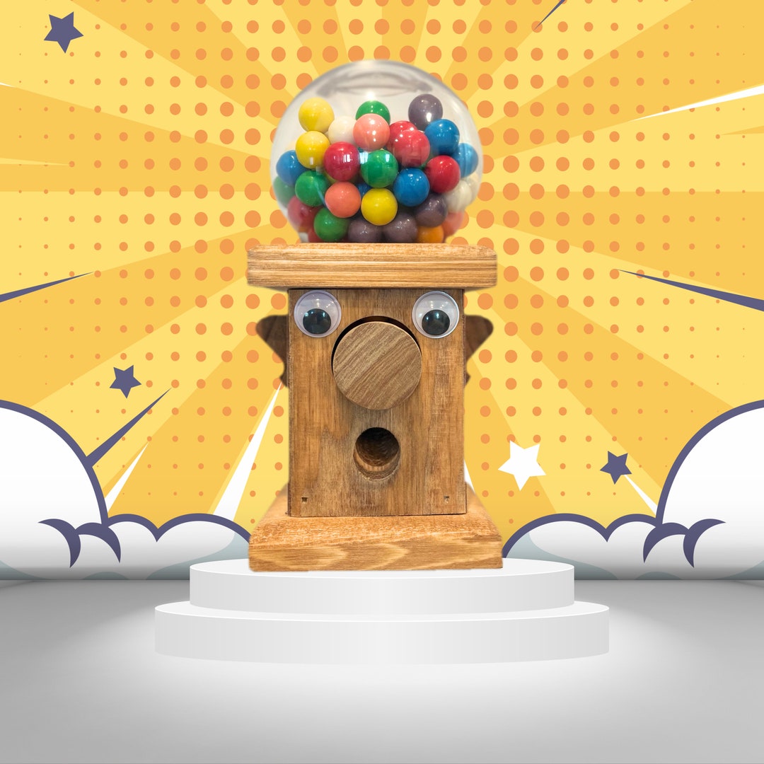 Handmade Wooden Gumball Dispenser: Nostalgic Candy Machine With ...