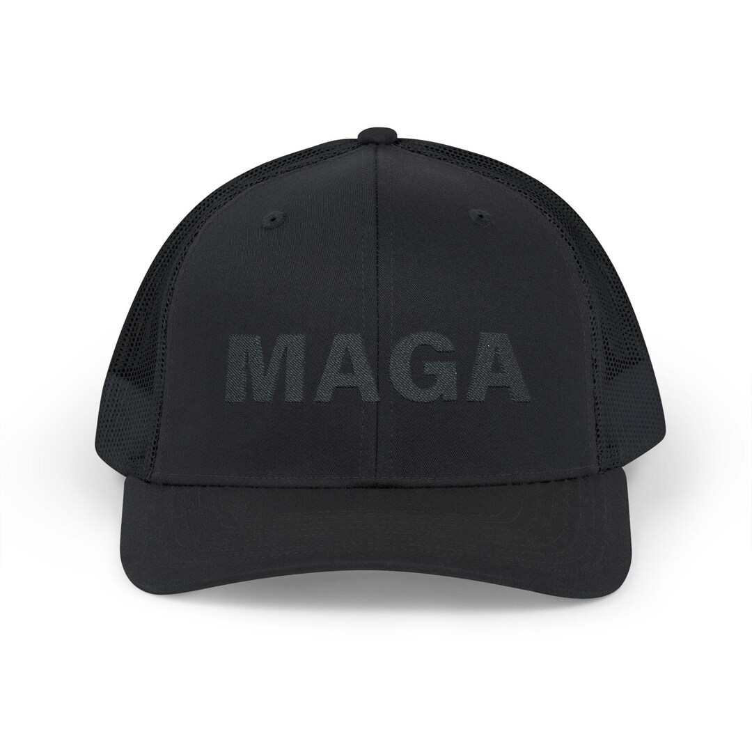 Murdered Out MAGA Snapback Trucker Cap, Black MAGA Embroidered Hat ...
