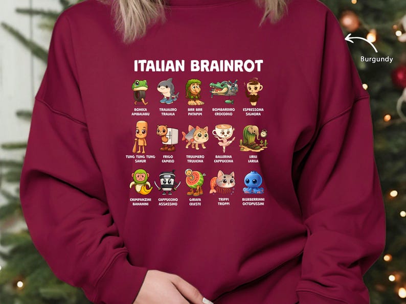 Italian Brainrot Meme Characters Cute for Kids Men Women Trend T-shirt ...