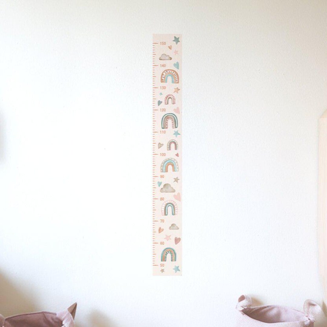 Rainbow & Clouds Height Chart Wall Sticker - Etsy