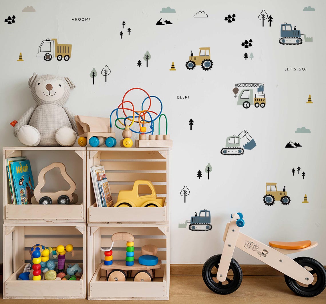 Truck, Tractor and Digger Nursery Wall Stickers - Etsy