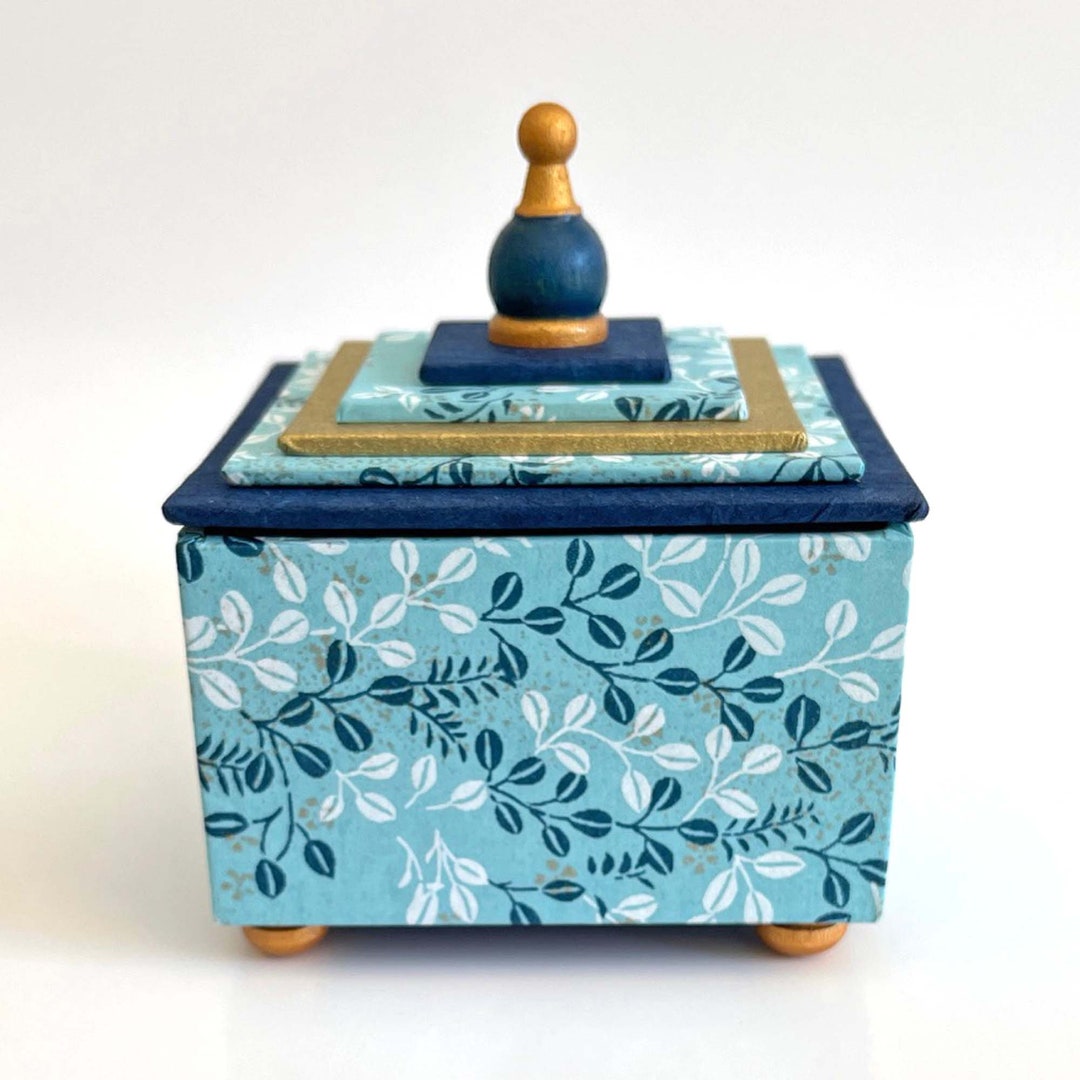 Japanese Washi Paper Treasure Box, Decorative Artisan Jewelry Trinket ...