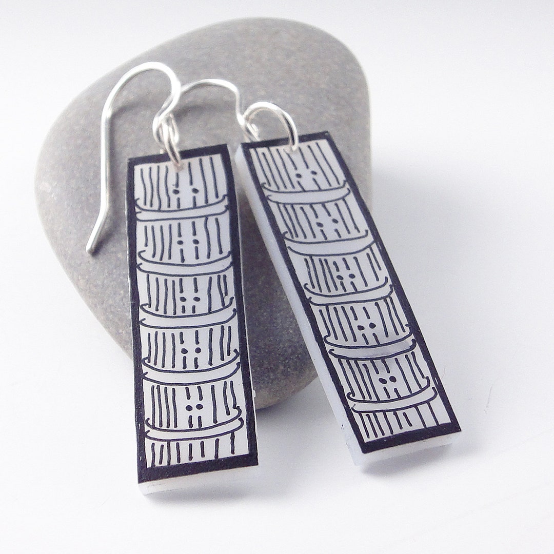 Calm - Bamboo Zen Drawing Earrings, Hand Colored Artist Yoga Jewelry ...