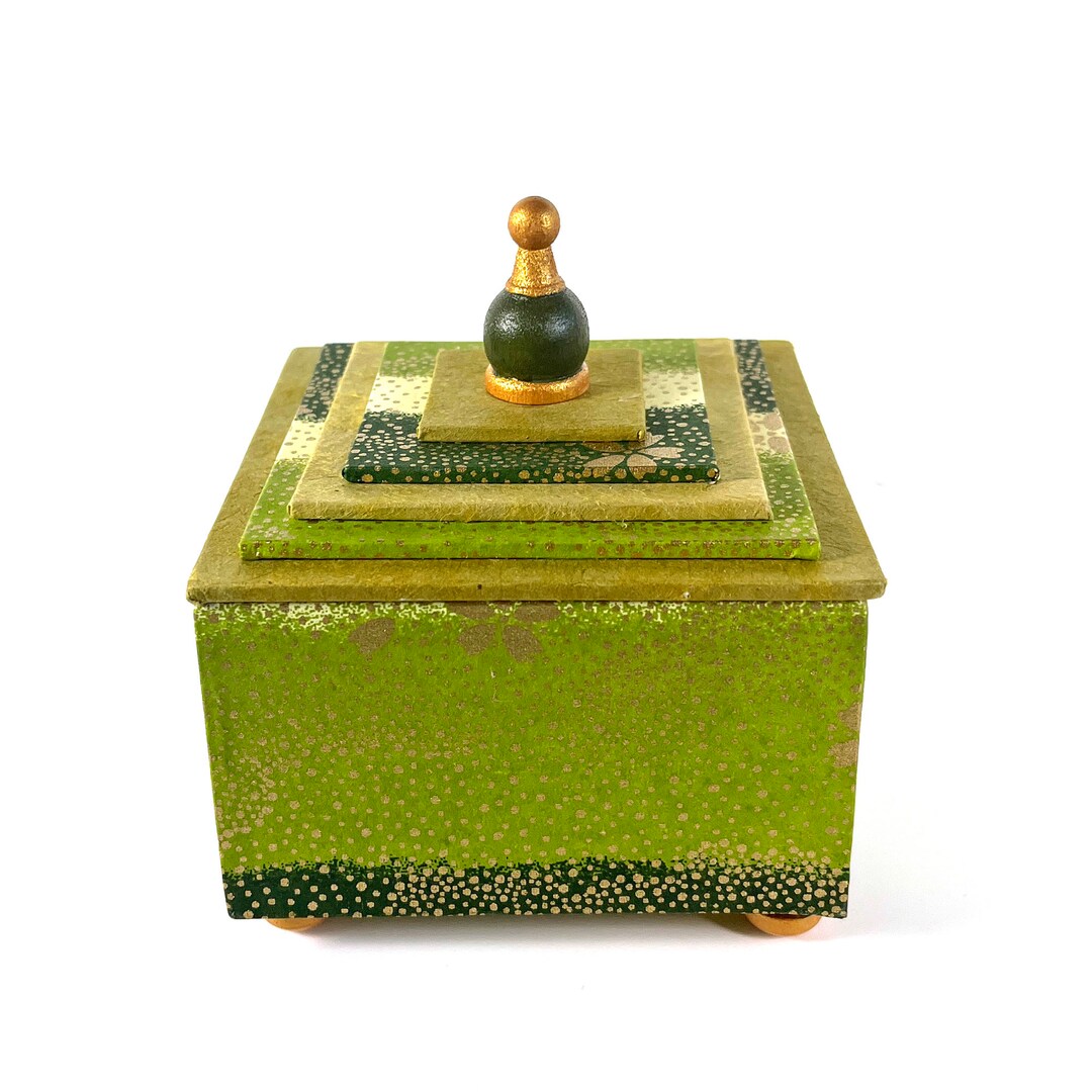 Japanese Washi Paper Treasure Box, Decorative Artisan Jewelry Trinket ...