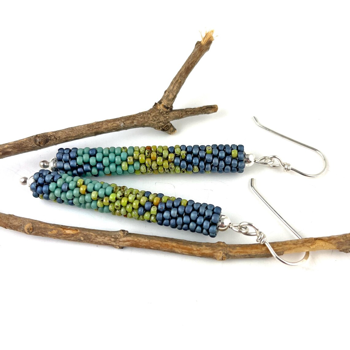 Elegant Seed Bead "stick" Earrings, Modern Abstract Design Artisan ...