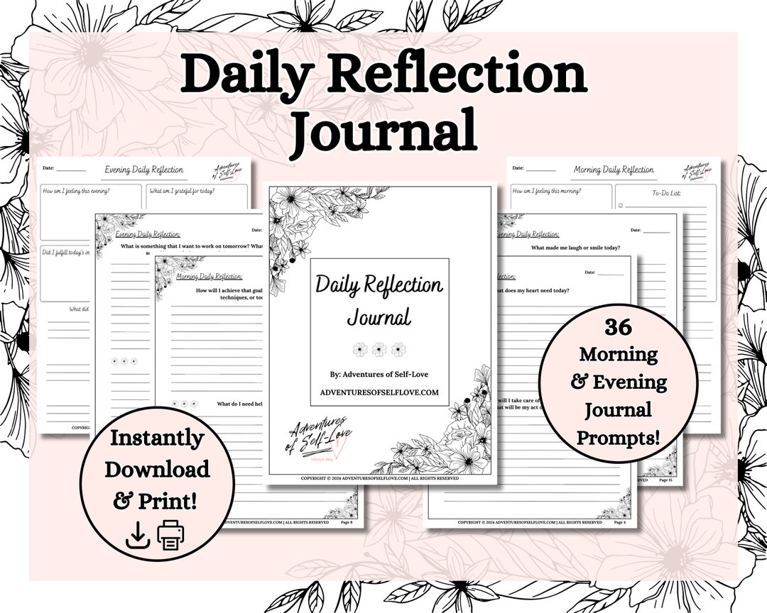 Daily Reflection Journal Printable, Daily Journal Prompts, Guided ...