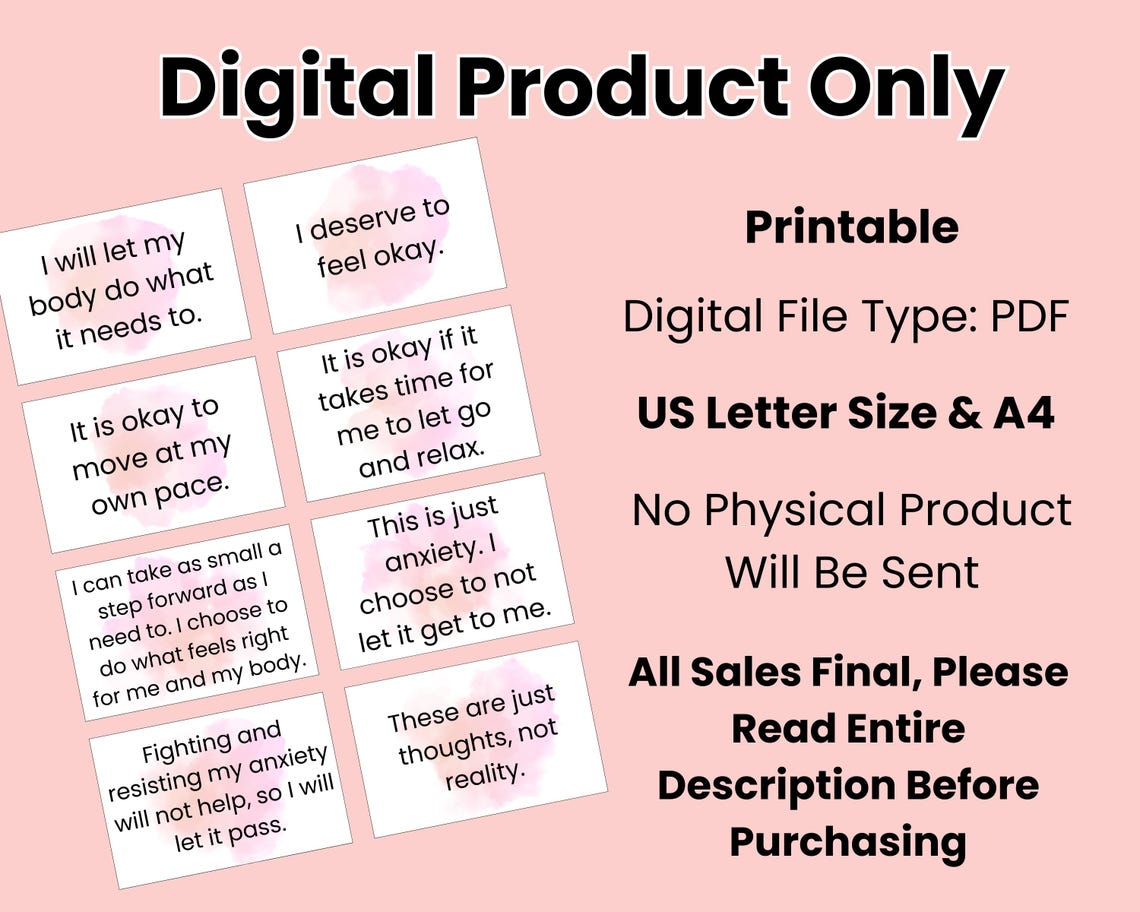 Affirmation Cards for Anxiety, Printable Positive Daily Affirmations ...