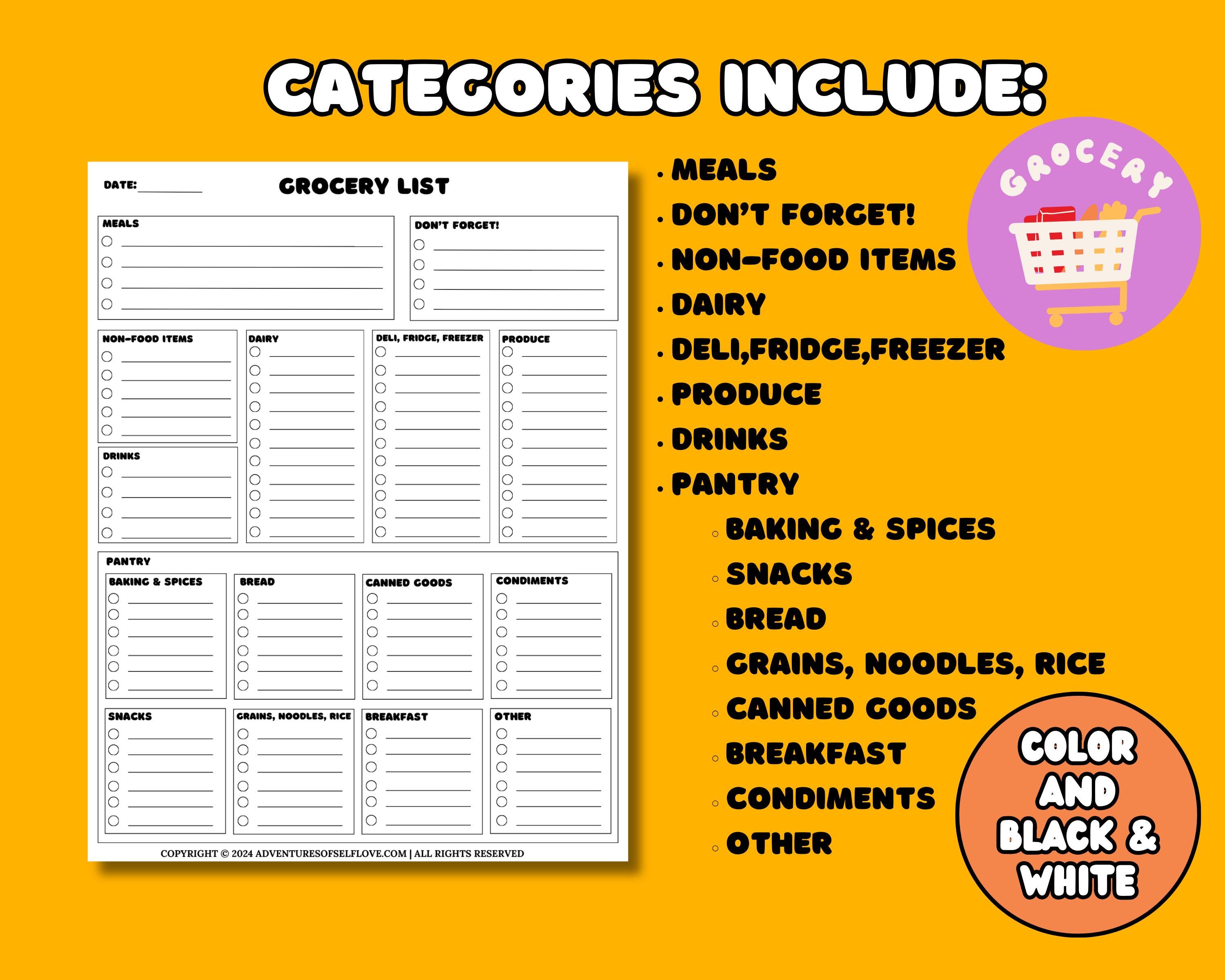 Pink Grocery List Printable Templates, Minimalist Meal Planner (PDF) - Etsy