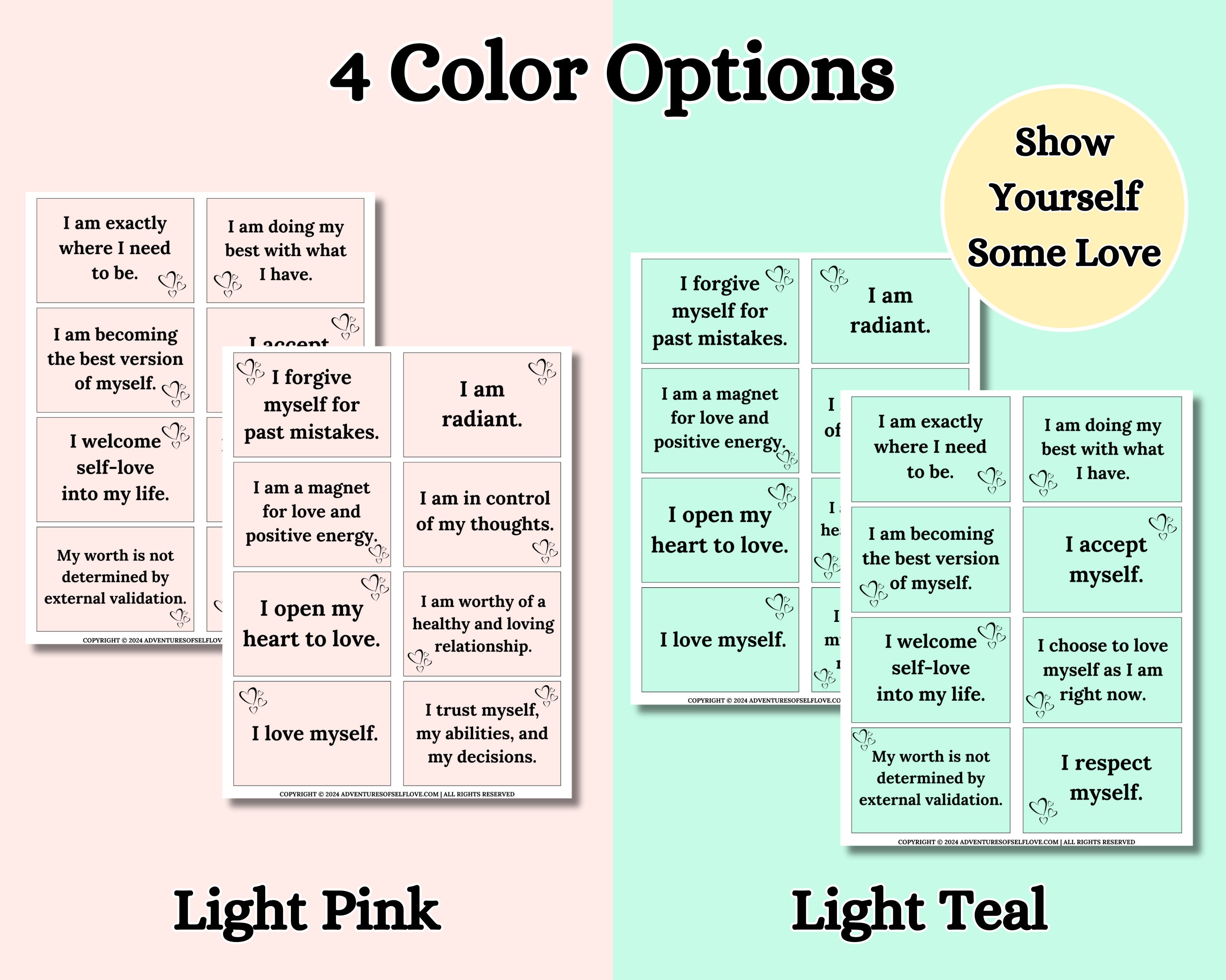 Self Love Affirmation Cards Printable, Positive Affirmation Card Deck ...