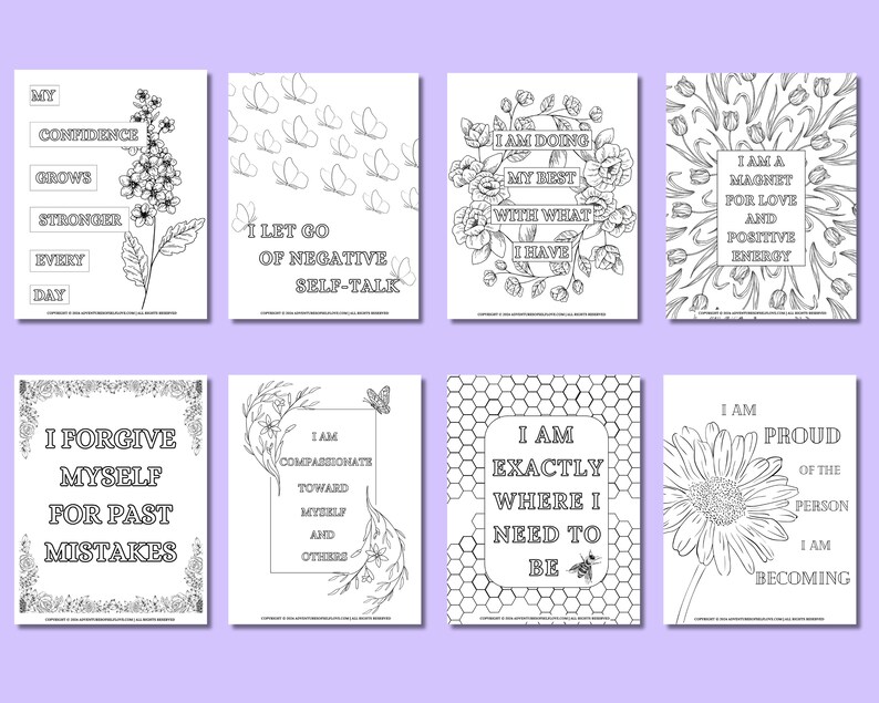 Self-love Coloring Pages, Printable, Affirmation Coloring, for Adults ...