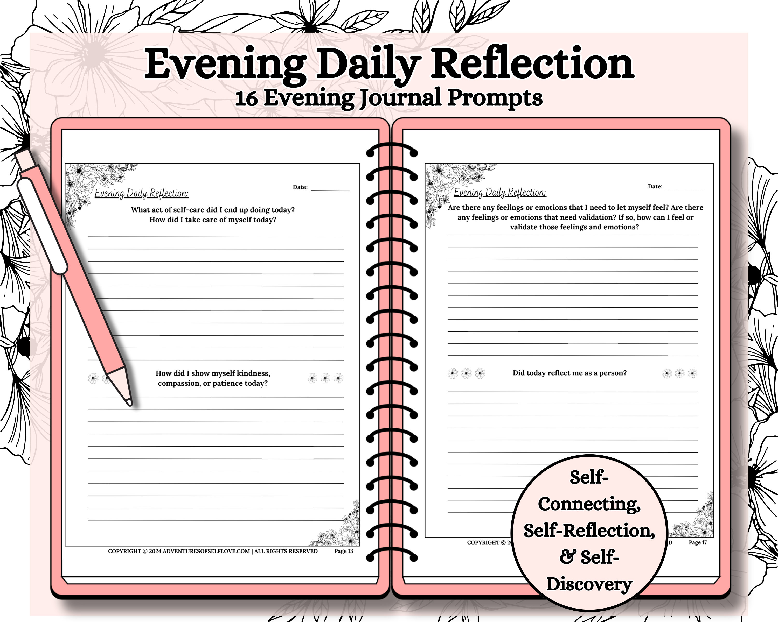 Daily Reflection Journal Printable, Daily Journal Prompts, Guided ...