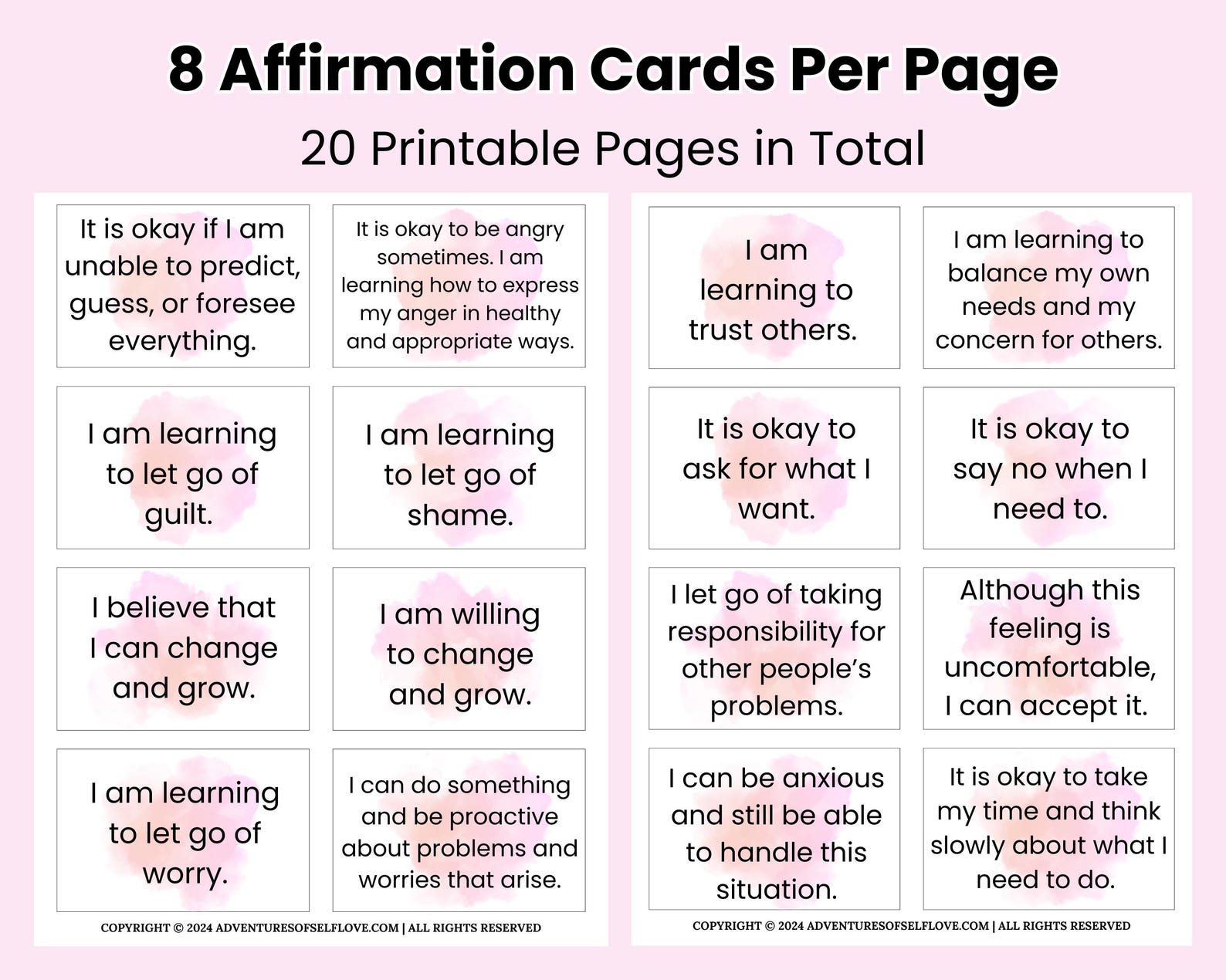 Affirmation Cards for Anxiety, Printable Positive Daily Affirmations ...