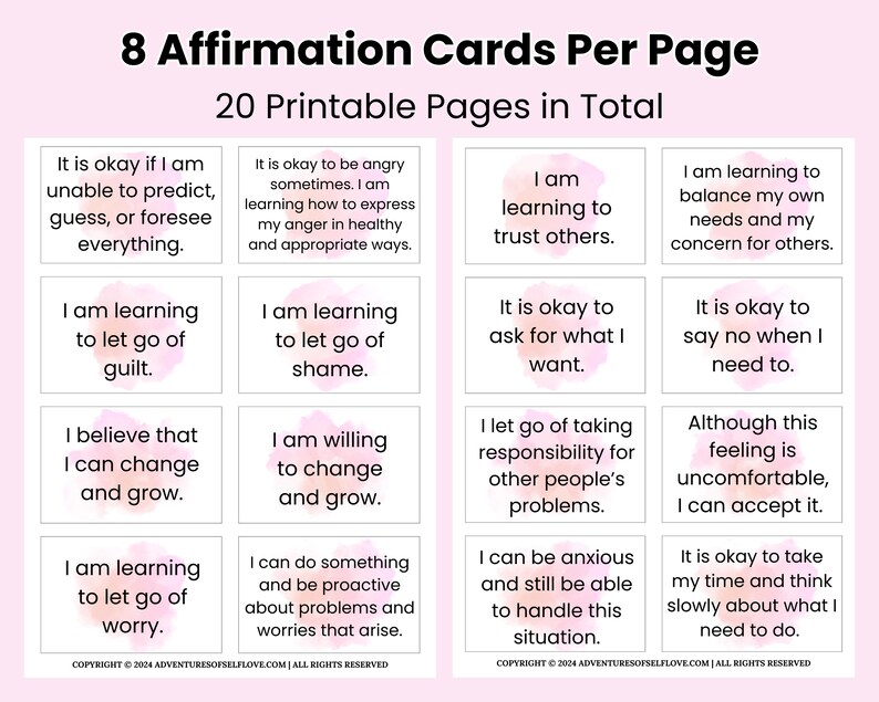 Affirmation Cards for Anxiety, Printable Positive Daily Affirmations ...