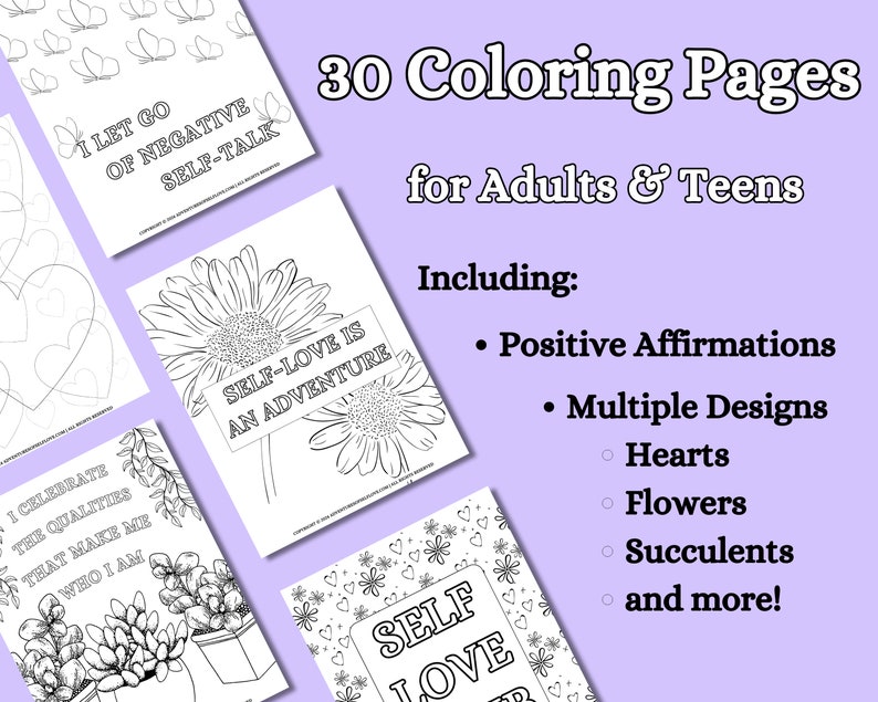 Self-love Coloring Pages, Printable, Affirmation Coloring, for Adults ...