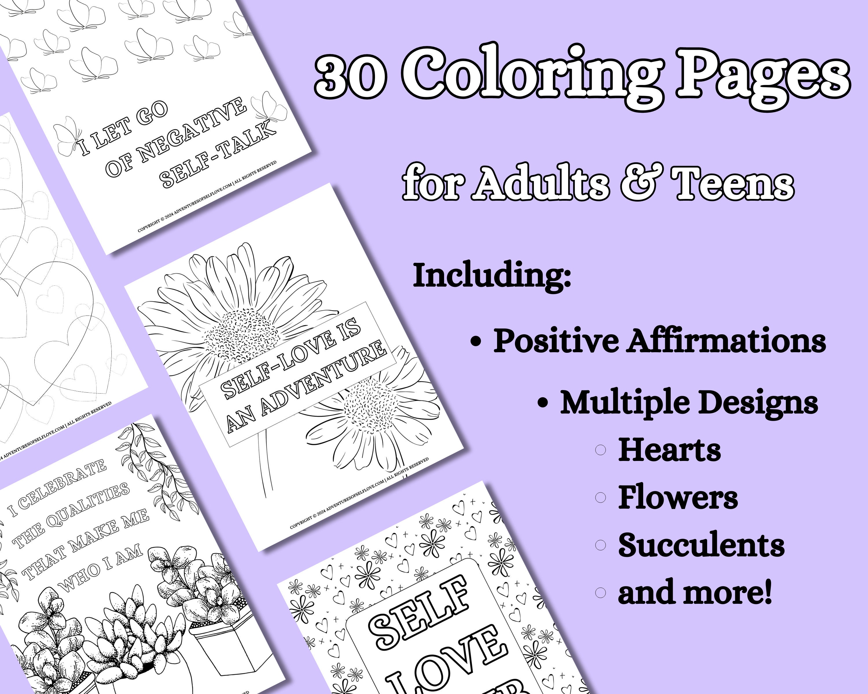 Self-love Coloring Pages, Printable, Affirmation Coloring, for Adults ...