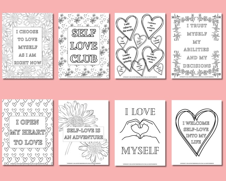 Self-love Coloring Pages, Printable, Affirmation Coloring, for Adults ...