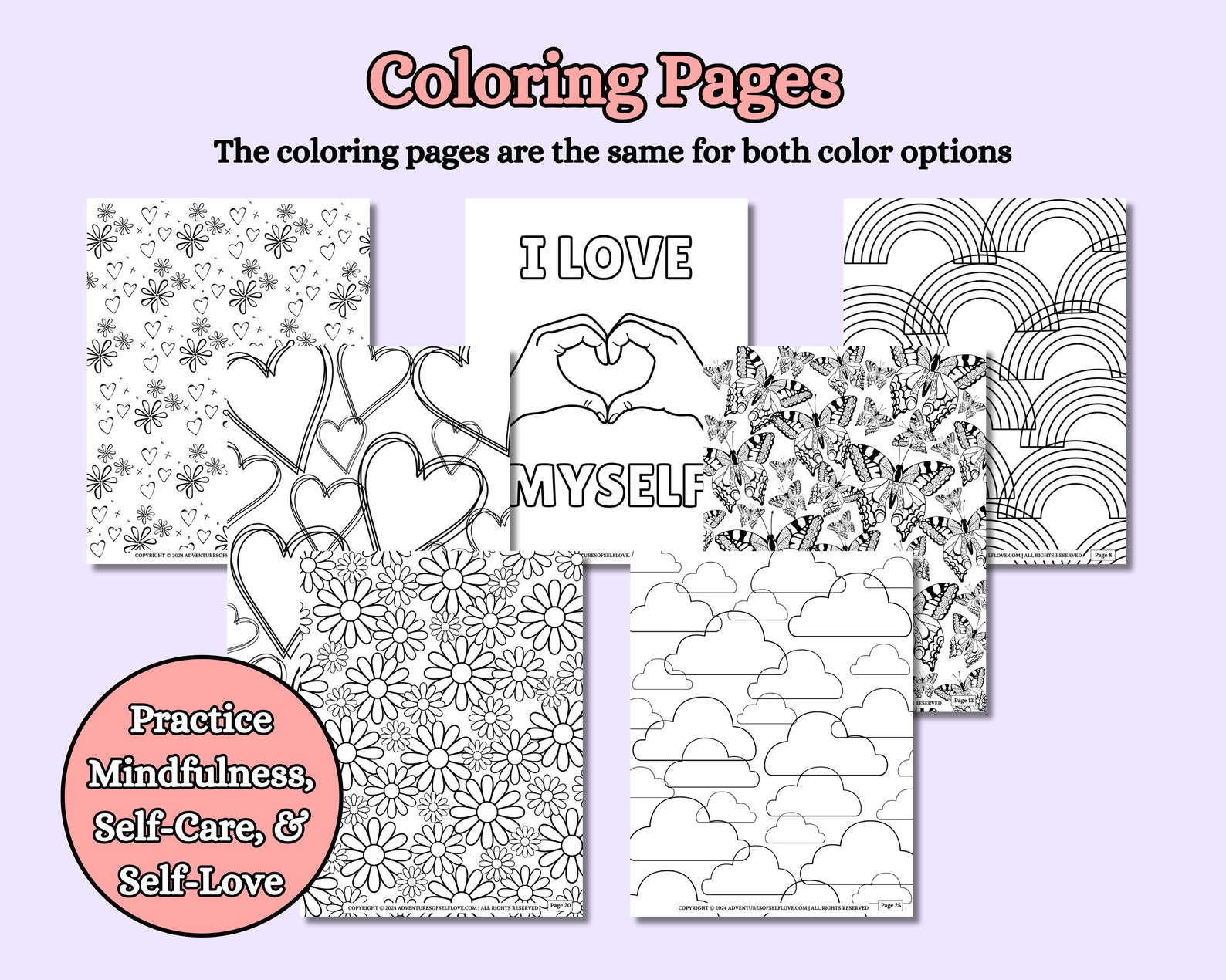 Self-love Activity Book Printable, Coloring Pages, Word Games, Adult ...