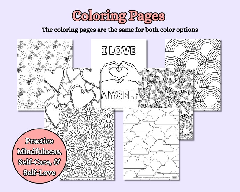 Self-love Activity Book Printable, Coloring Pages, Word Games, Adult ...