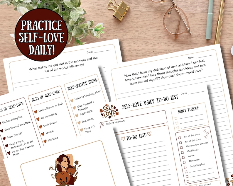 Self-love Journal, Boho Guided Journal, Printable Journal Template ...