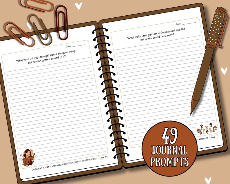 Boho Self-love Journal, 49 Writing Prompts (printable PDF) - Etsy