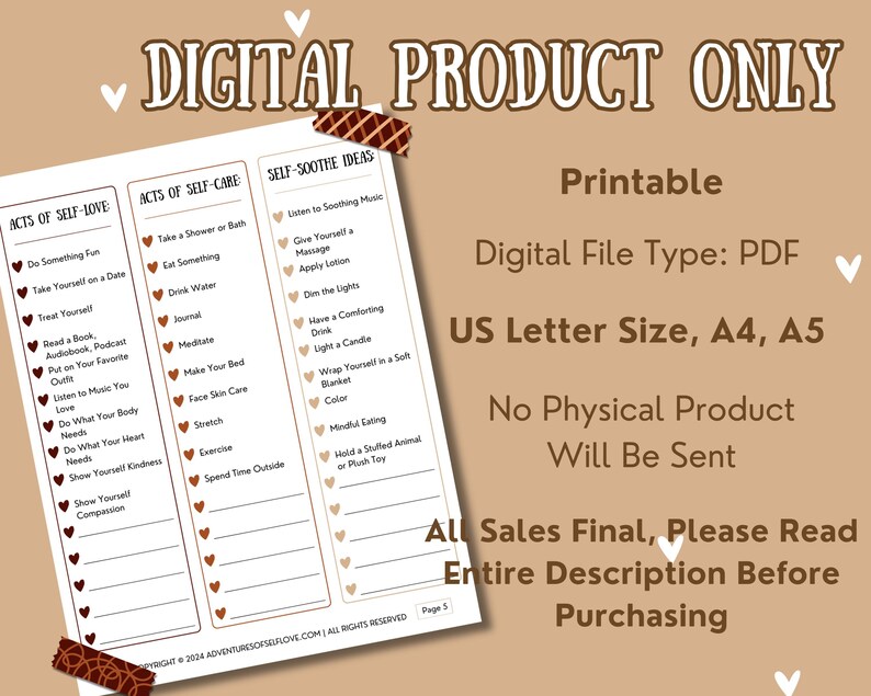 Boho Self-love Journal, 49 Writing Prompts (printable PDF) - Etsy