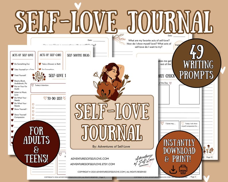 Self-love Journal, Boho Guided Journal, Printable Journal Template ...
