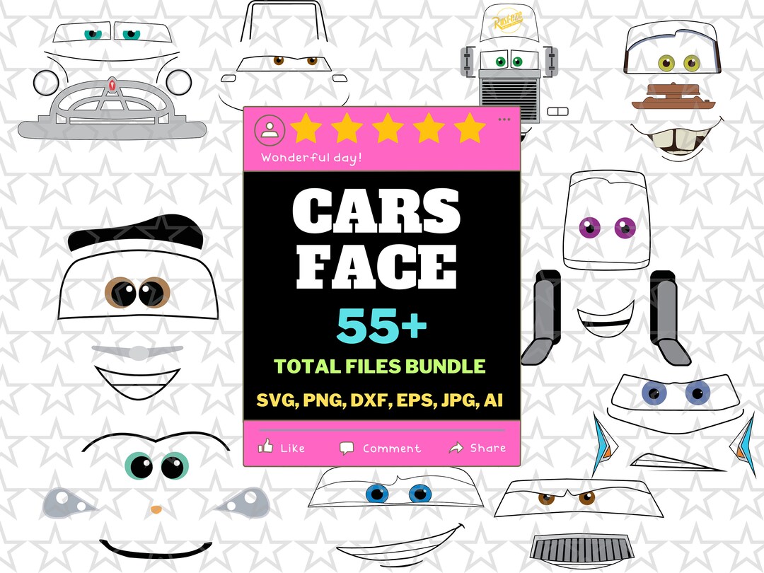 Cars Face Svg Bundle, Cars Png, Cars Face Svg, Lightning Mcqueen Svg ...